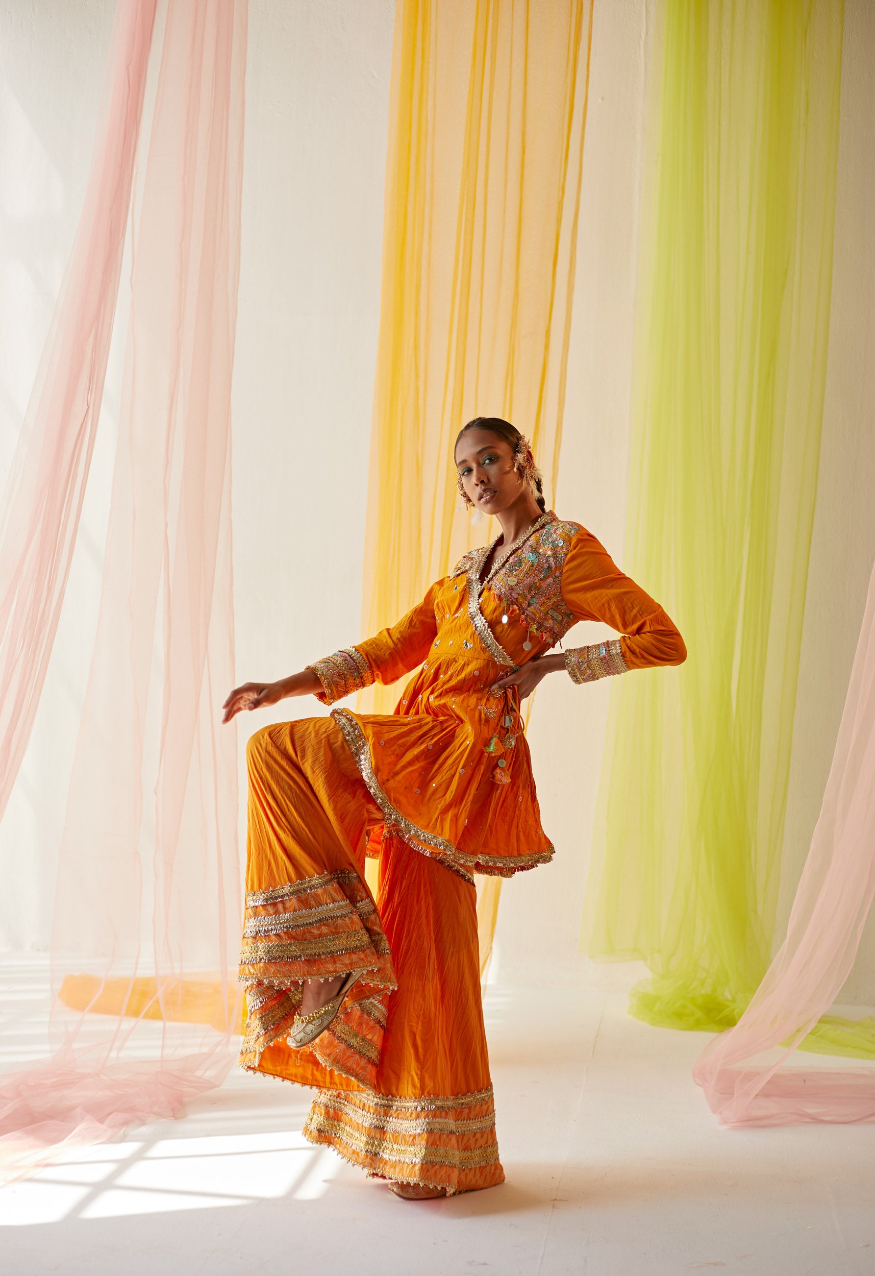 Orange Heavy Gharara Set – Priyanka Singh